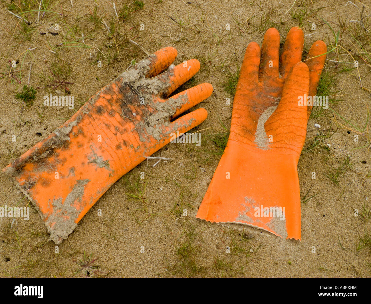 Llanmadoc Beach Wales Waste refuse rubber glove Stock Photo - Alamy