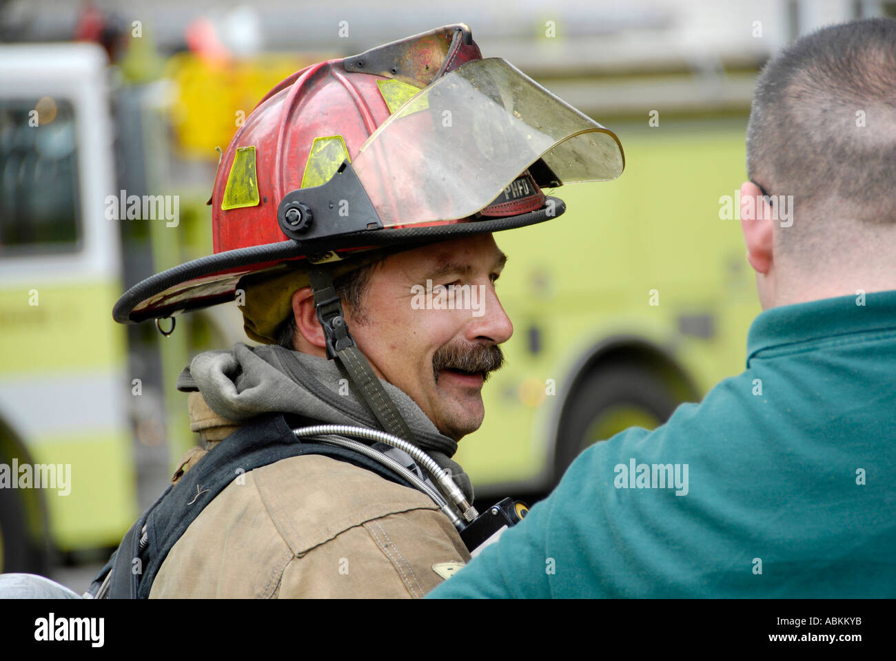 Firemen battle a residential home fire Stock Photo - Alamy