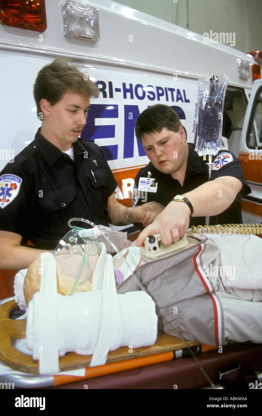 Training session for EMS emergency medical service personnel Stock ...