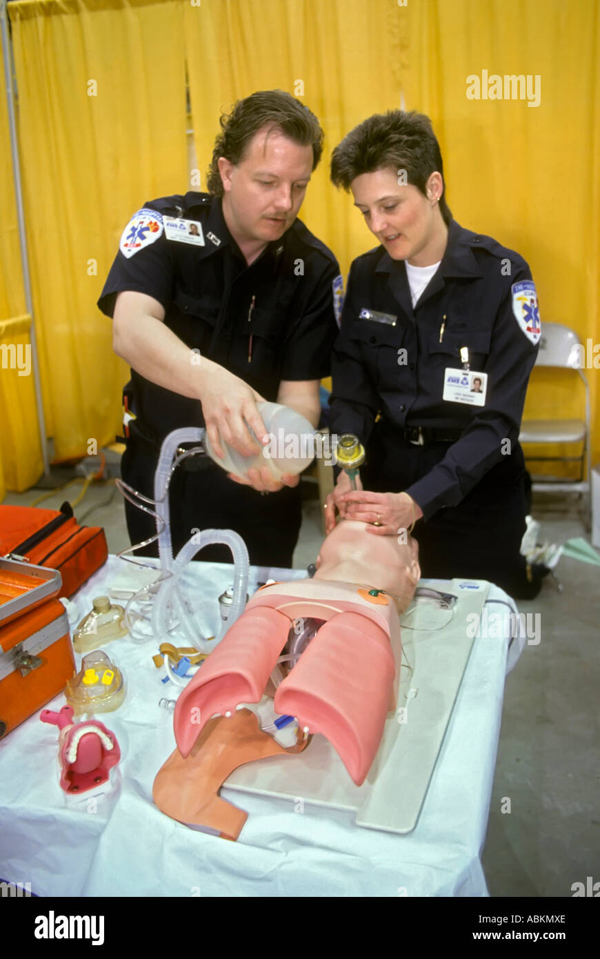 Training session for EMS emergency medical service personnel Stock Photo - Alamy