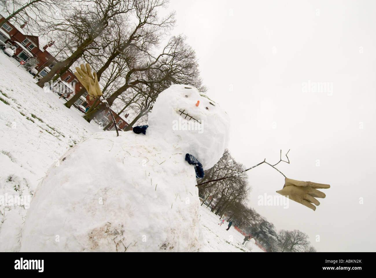 snow men in kings heath park birmingham 2007 Stock Photo - Alamy