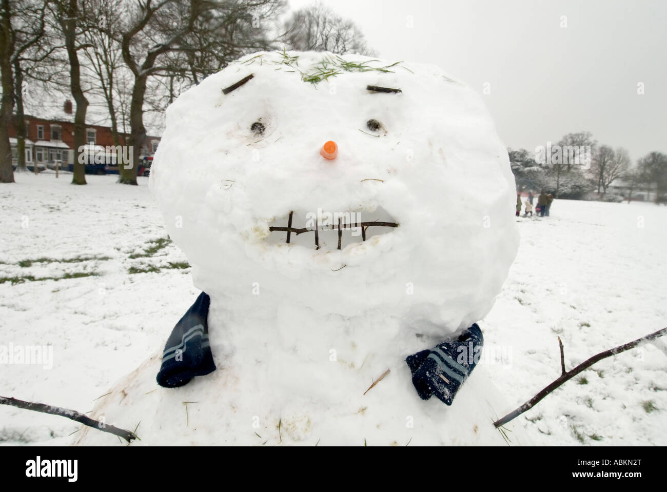 snow men in kings heath park birmingham 2007 Stock Photo - Alamy