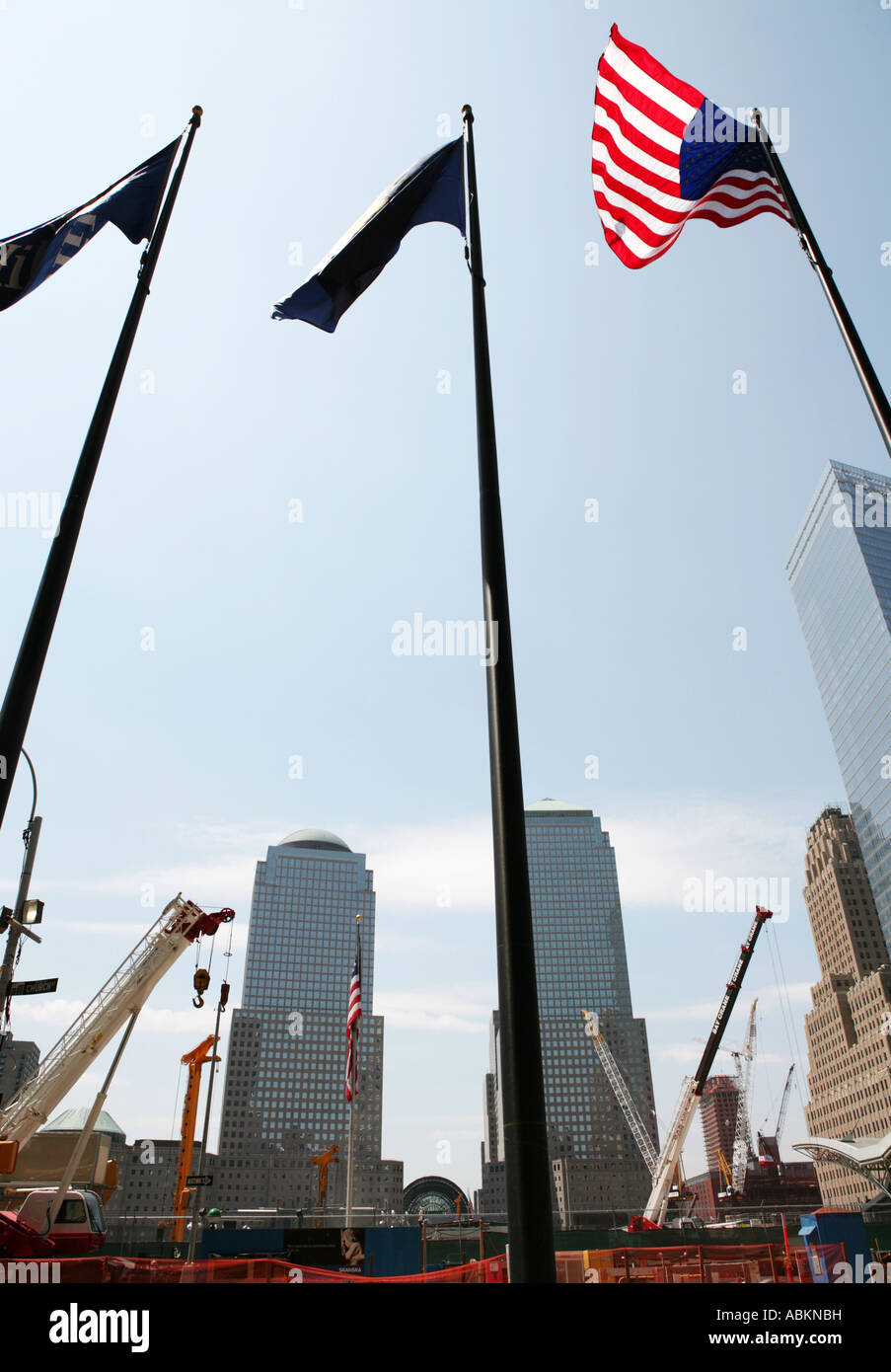 Abstract wide angle view of Ground Zero Flags in New York Stock Photo ...