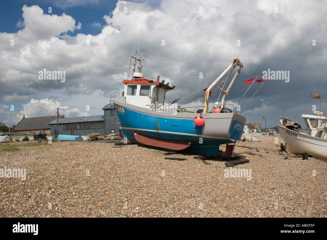 Beached Fishing Boats at Hythe in Kent Stock Photo - Alamy