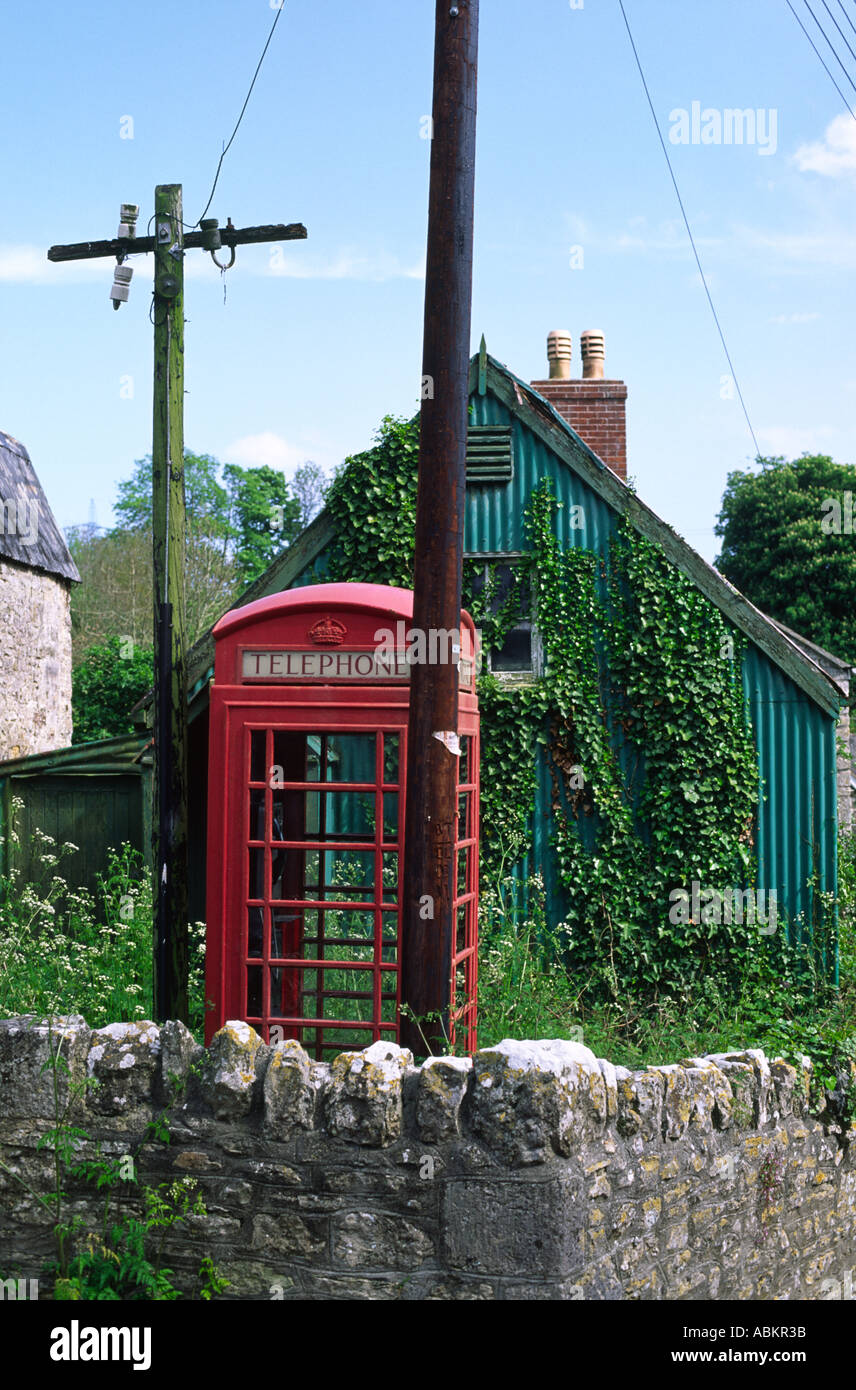 English red telephone box in a Dorset rural village England UK Stock ...