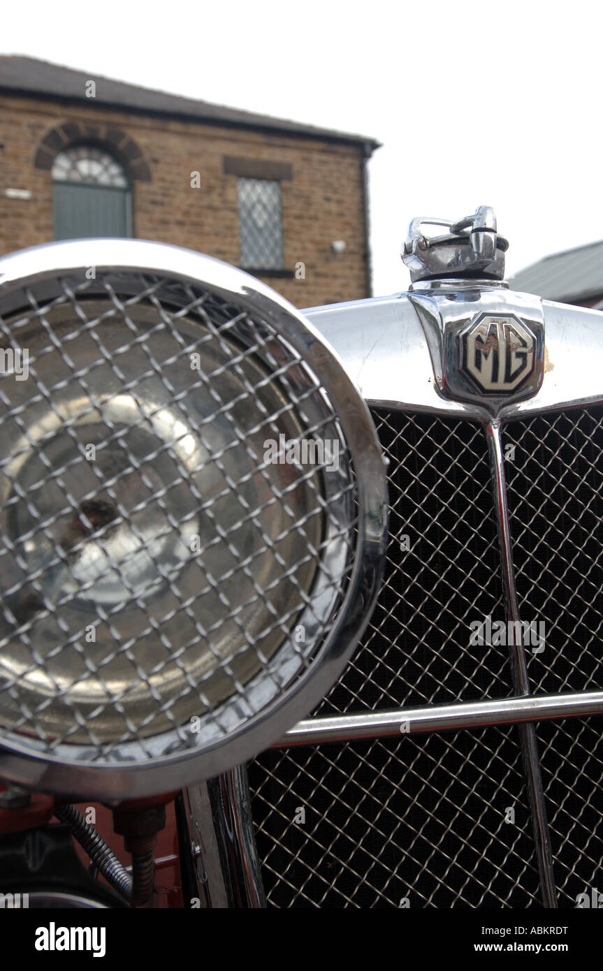 Close up of MG radiator, badge and headlight with stone guard grill ...