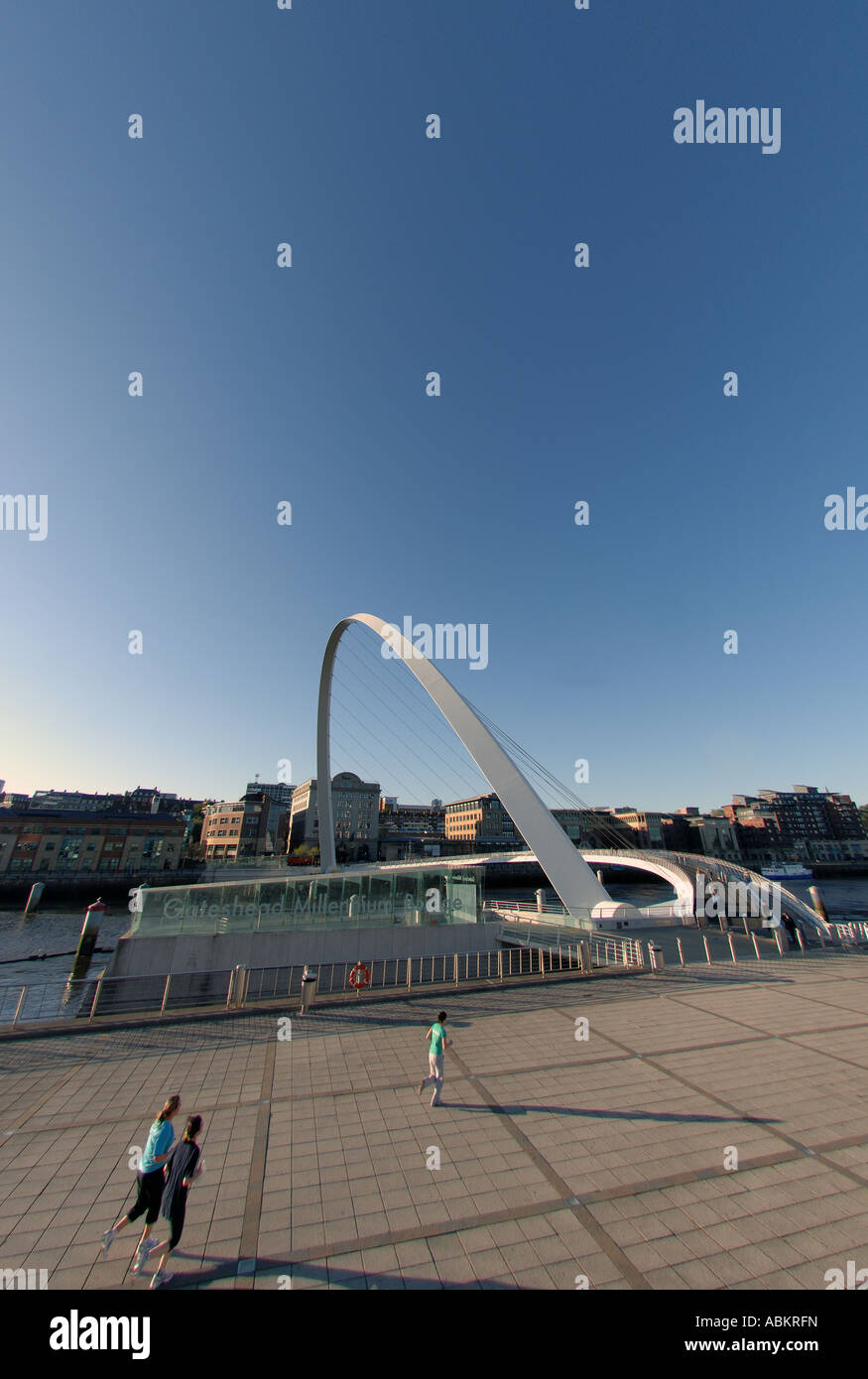 Gateshead tilting Millennium Bridge on the River Tyne in Newcastle ...