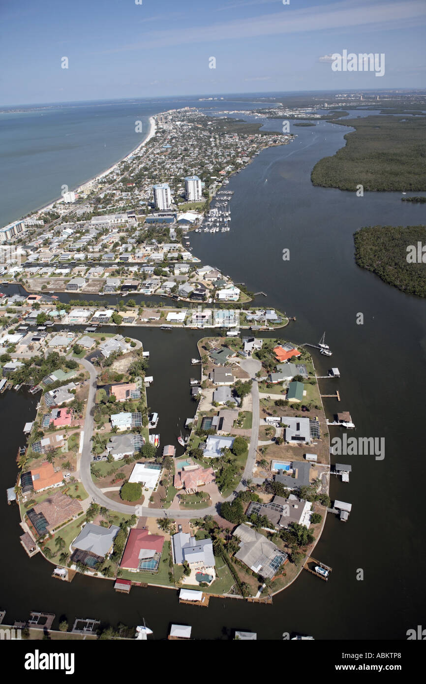 Aerial photo of Fort Myers Beach, Matanzas Pass, Julies Island, Florida ...