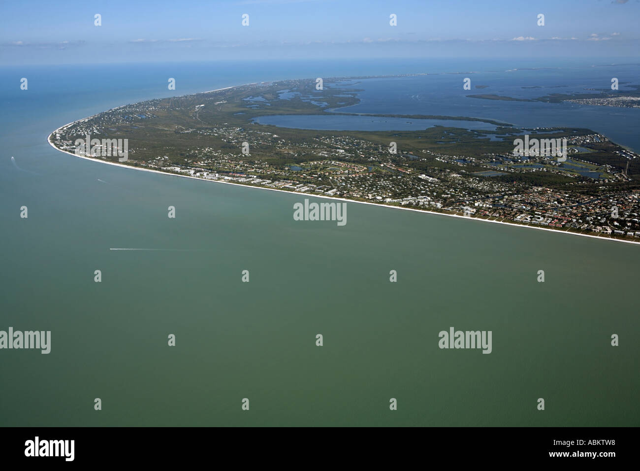 Aerial photo of Sanibel Island San Carlos Bay Tarpon Bay Gulf of Mexico ...