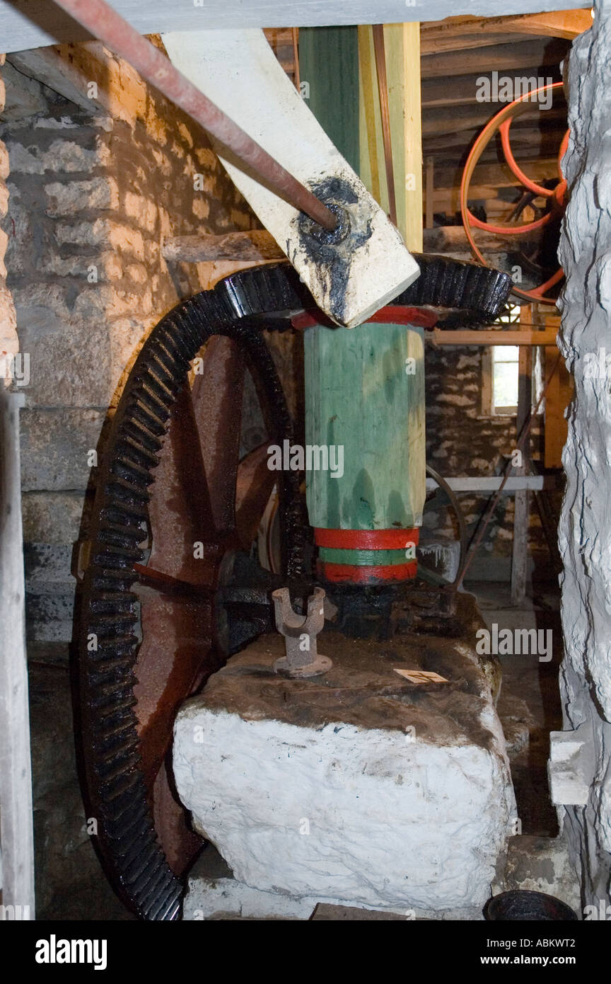 Gears on the waterwheel drive shaft at the Heron Corn Mill, at Beetham ...