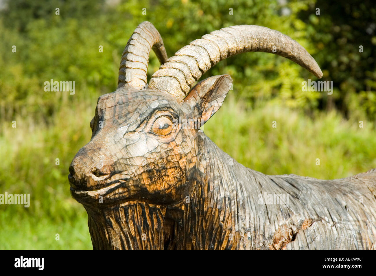 Wood carving goat on sculpture hi-res stock photography and images - Alamy