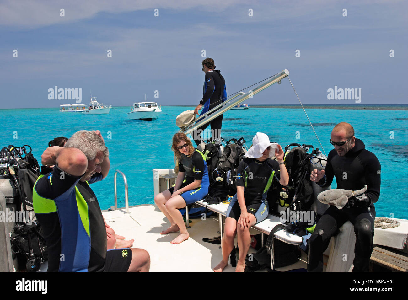 scuba diver on a dive boat Stock Photo - Alamy