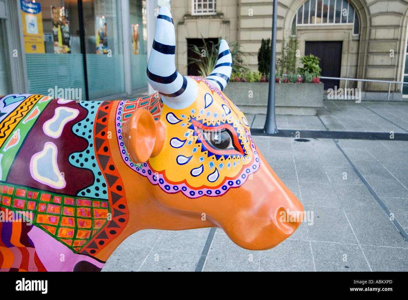 An exhibit of the 2004 Cow Parade, Manchester, England, UK Stock Photo ...