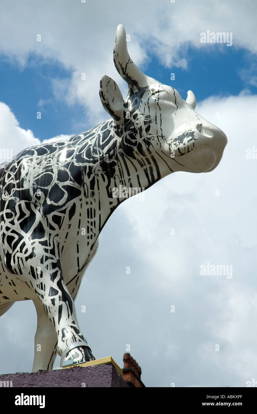 An exhibit of the 2004 Cow Parade, Manchester, England, UK Stock Photo ...
