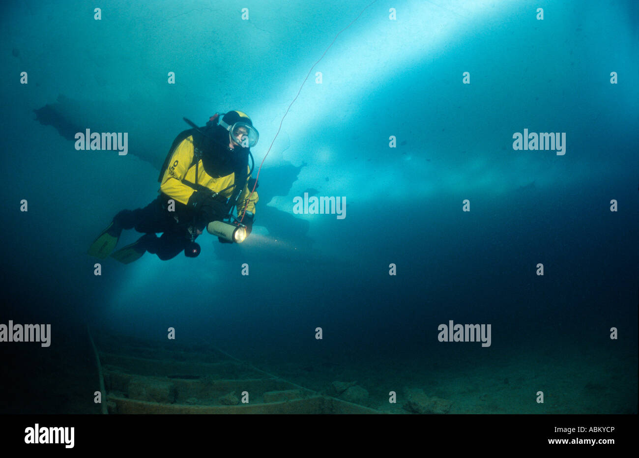 ice diving scuba diver in a frozen lake Stock Photo - Alamy