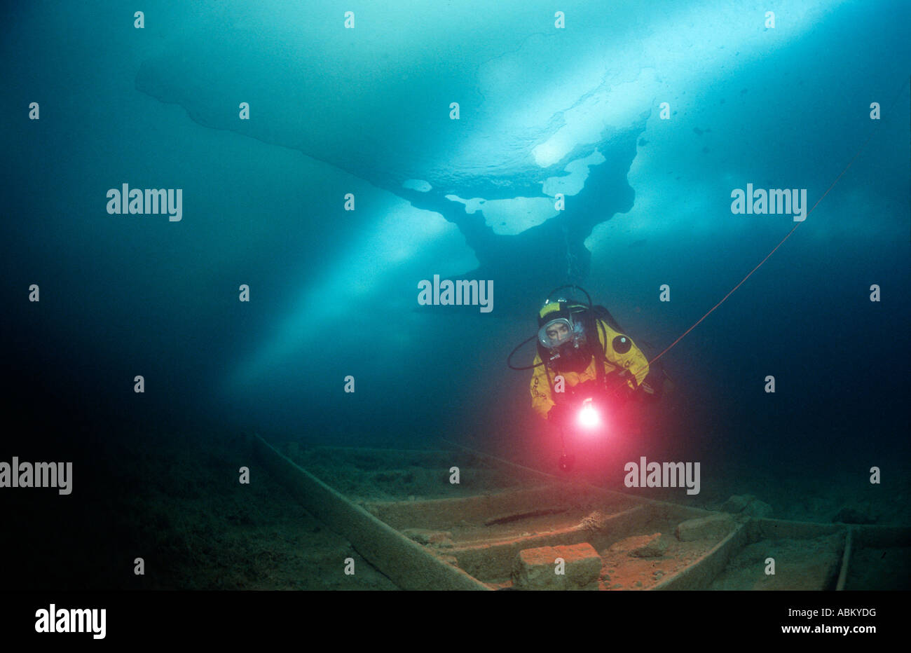 ice diving scuba diver in a frozen lake Stock Photo - Alamy