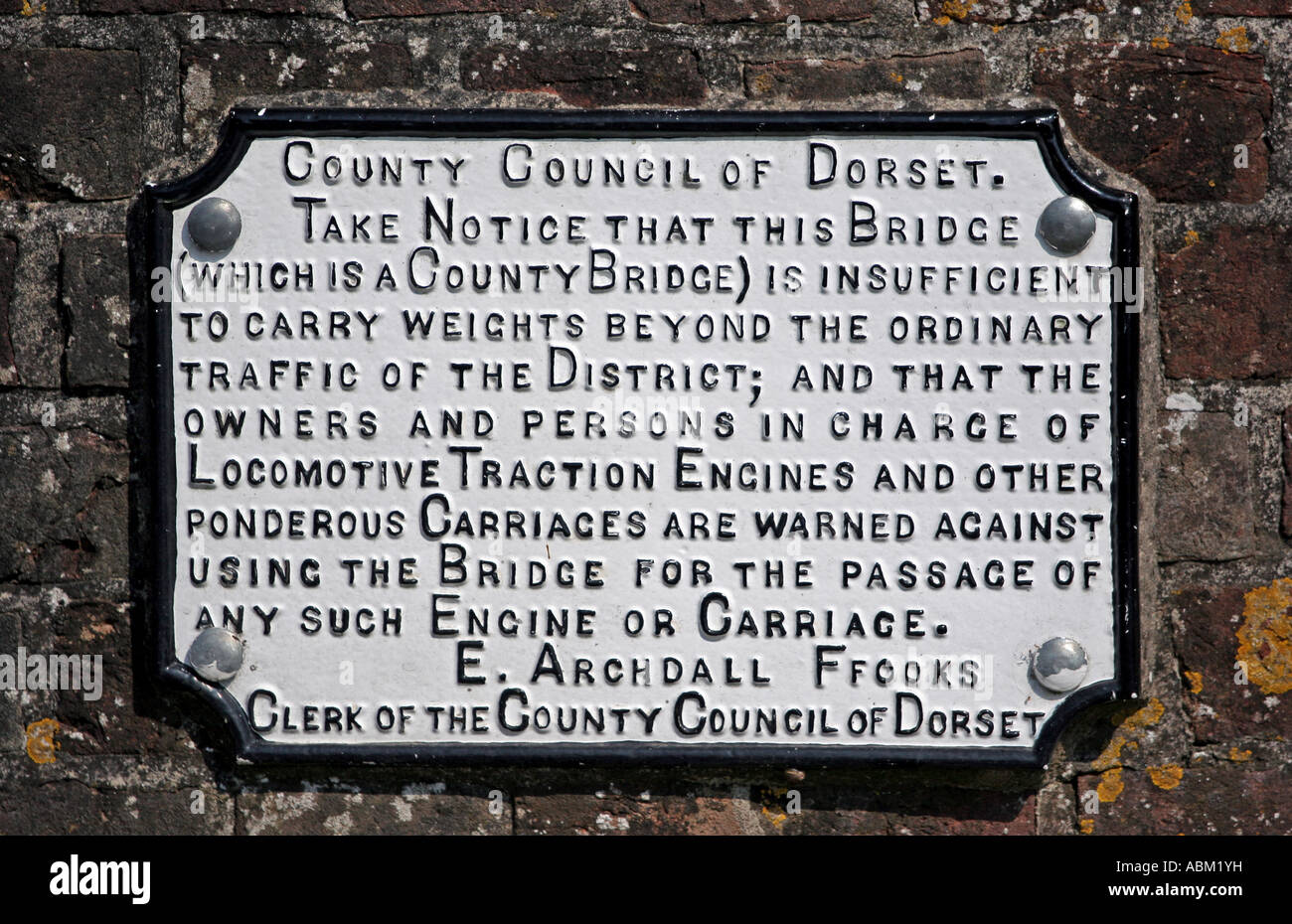 Traditional Dorset County Council road sign at Lower Bockhampton near ...