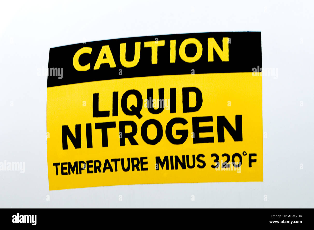 yellow sign that reads - "caution liquid nitrogen temperature minus 320 ...
