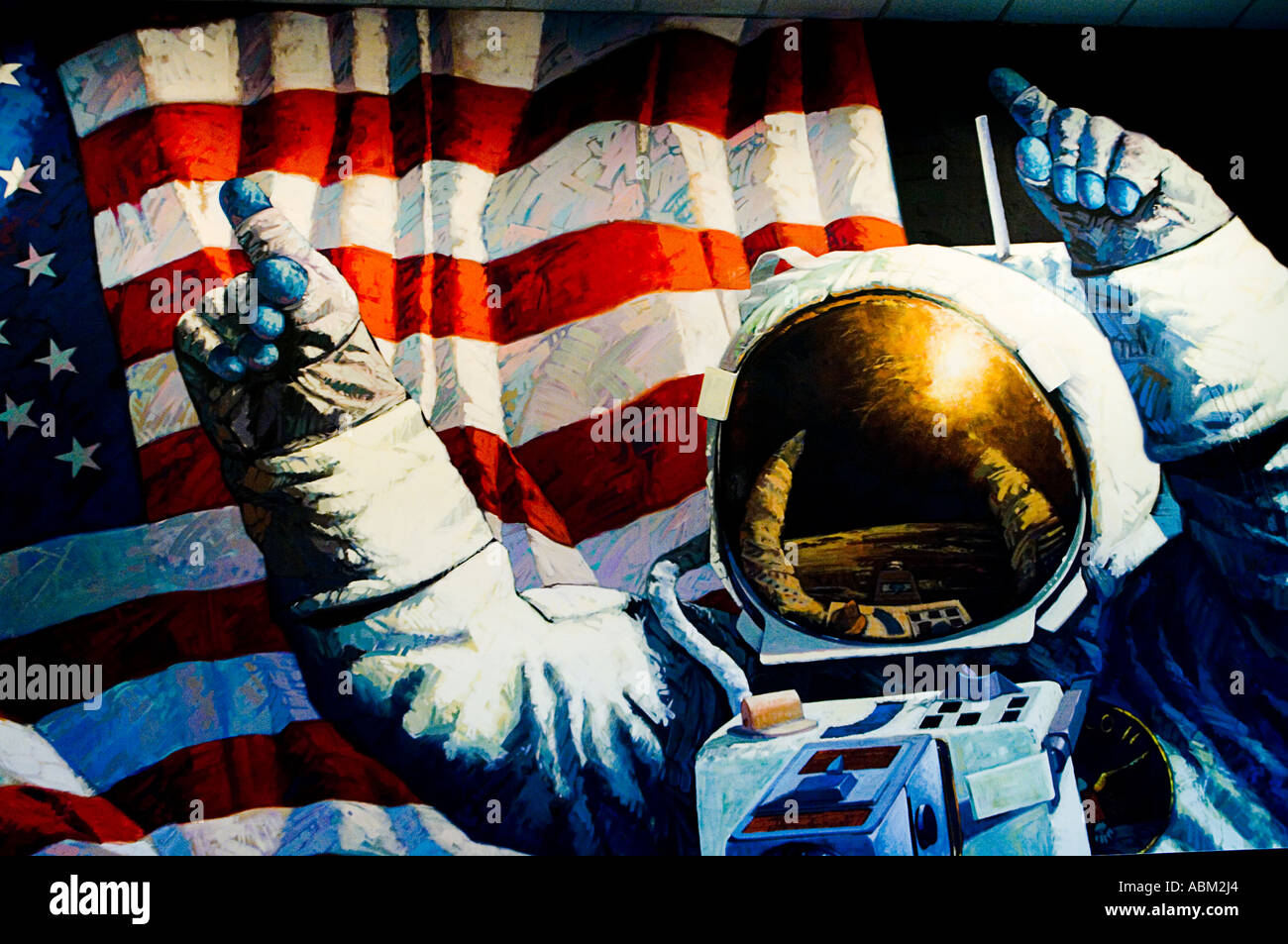 art work of astronaut on wall at NASA Houston Stock Photo - Alamy