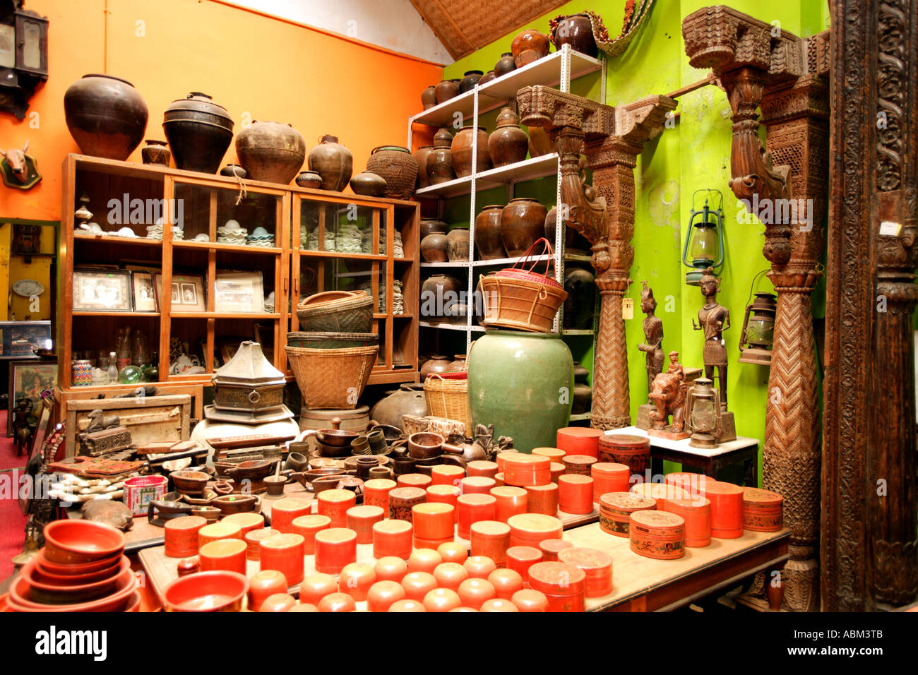 Antique Shop interior in Fort Cochin, Kerala, South India Stock Photo ...