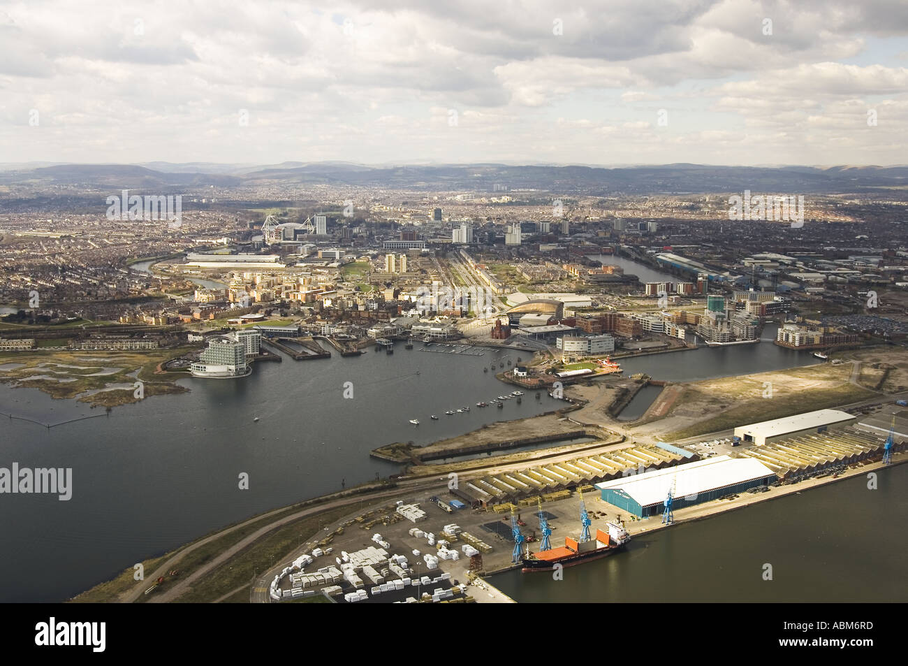 Aerial Landscape Cardiff Bay Cardiff City Centre South Wales Stock ...