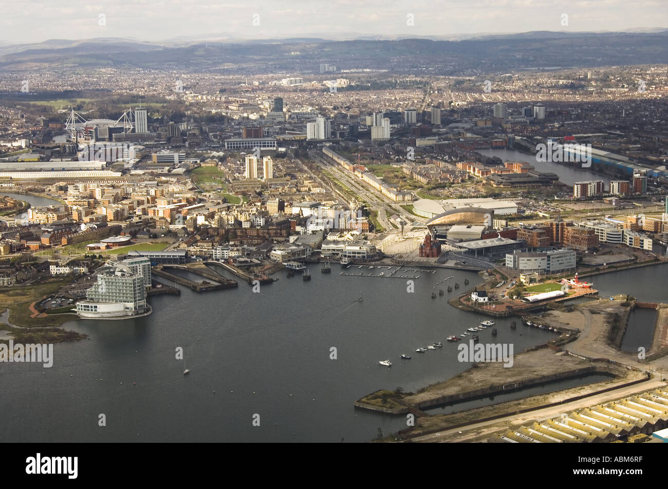 Aerial Landscape Cardiff Bay Cardiff City Centre South Wales Stock ...