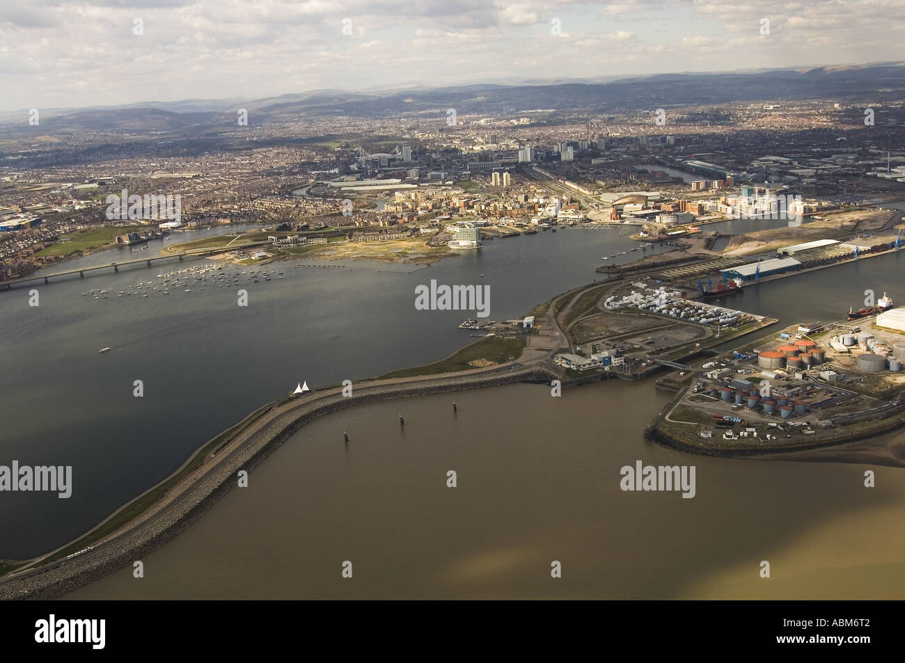 Aerial Landscape Cardiff Bay Cardiff City Centre South Wales Stock ...