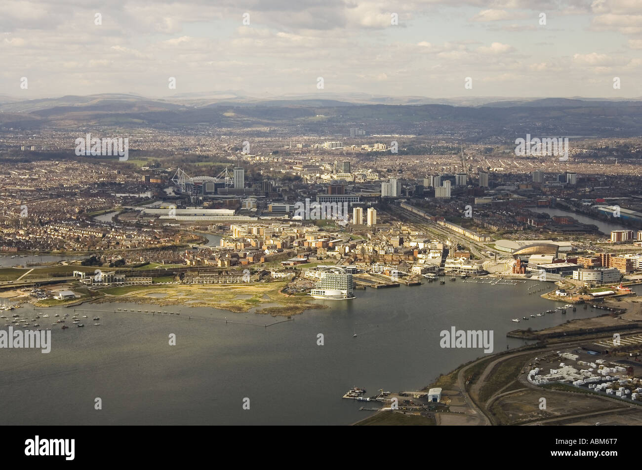 Aerial Landscape Cardiff Bay Cardiff City Centre South Wales Stock ...