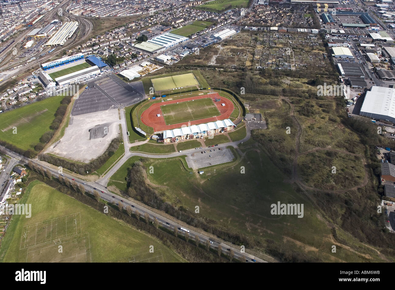 Aerial Landscape Leckwith Stadium Cardiff City Centre South Wales Stock ...