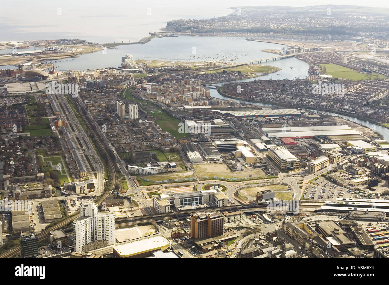 Aerial Landscape Cardiff Bay Cardiff City Centre South Wales Stock ...