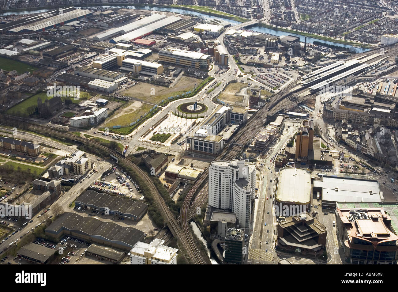 Aerial Landscape Cardiff City Centre South Wales Stock Photo - Alamy