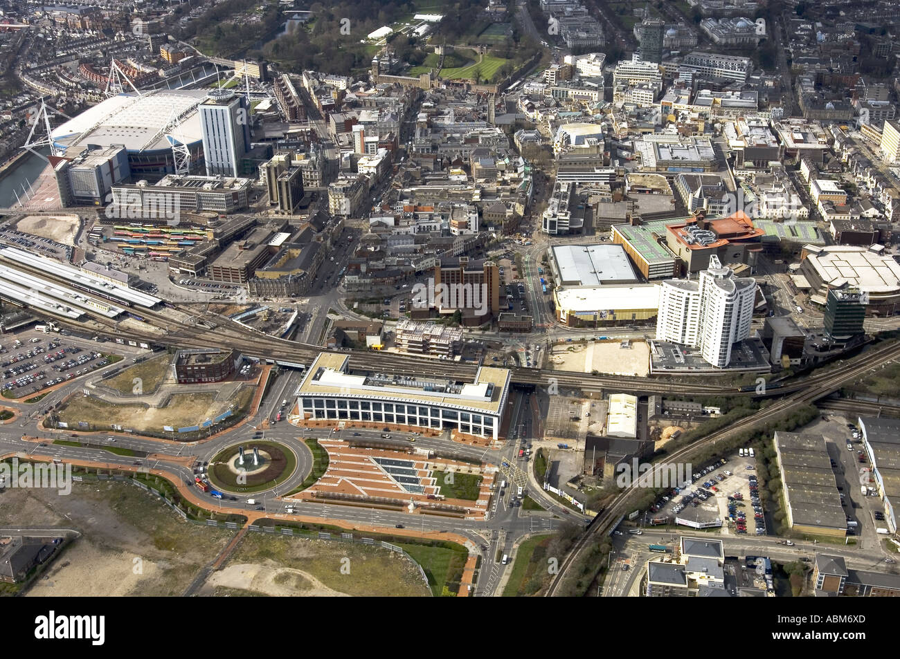 Aerial Landscape Cardiff City Centre South Wales Stock Photo - Alamy