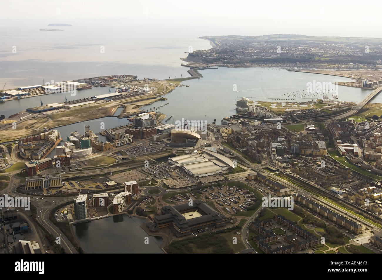 Aerial Landscape Cardiff Bay South Wales Stock Photo - Alamy