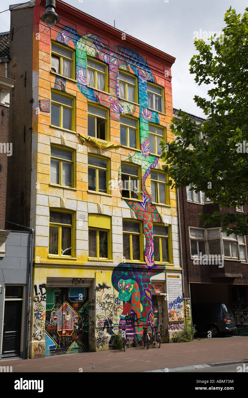 Colourful Facade, Squatters House, Amsterdam, Netherlands Stock Photo ...