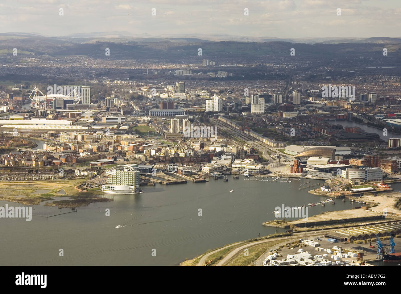 Aerial Landscape Cardiff Bay Cardiff City Centre South Wales Stock ...