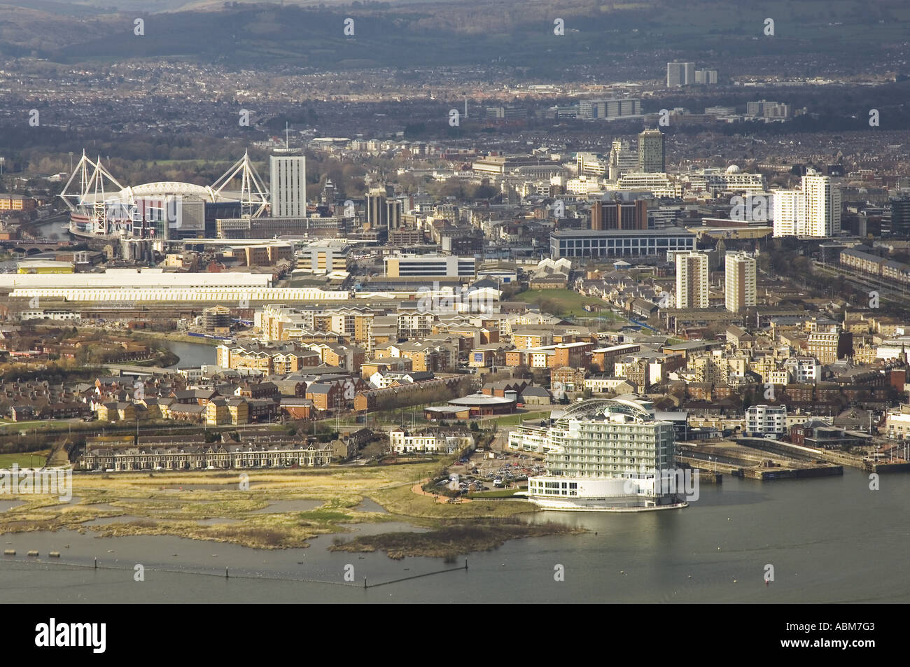 Aerial Landscape Cardiff Bay Cardiff City Centre South Wales Stock ...