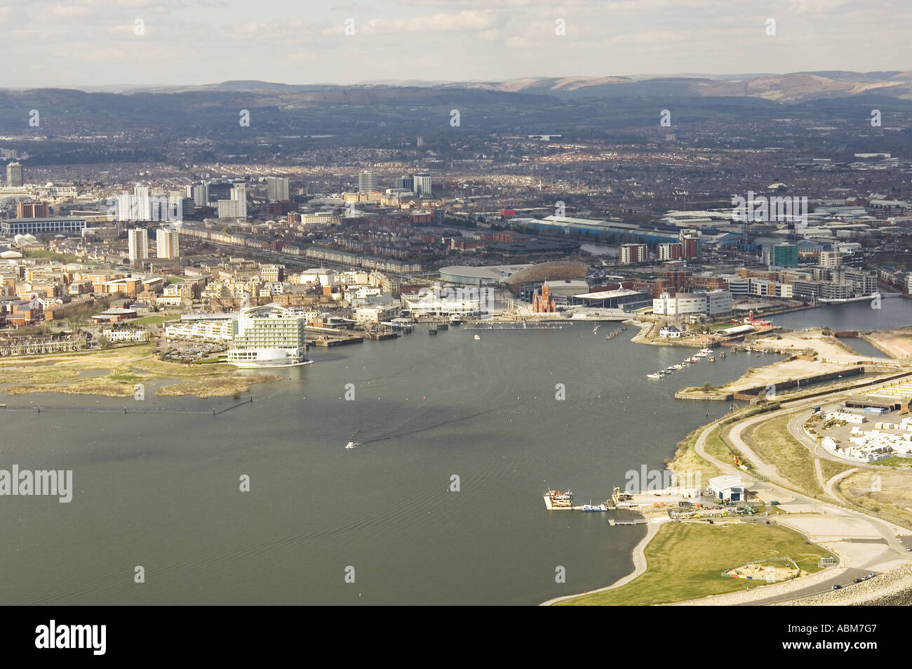 Aerial Landscape Cardiff Bay Cardiff City Centre South Wales Stock ...