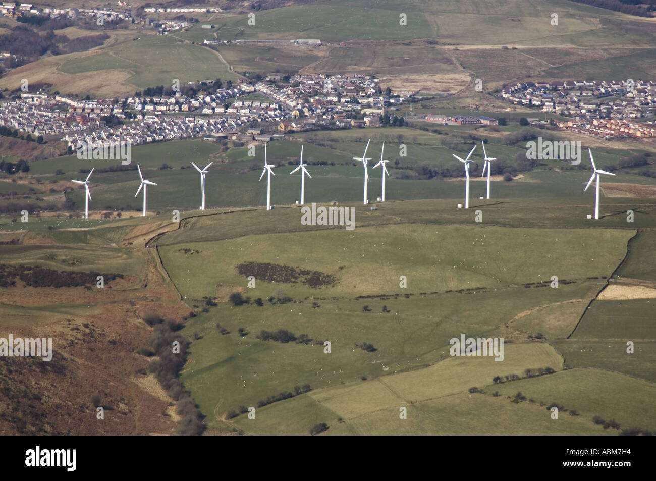 Wind Farm Mynydd Maendy North of Pencoed Bridgend South Wales Stock ...