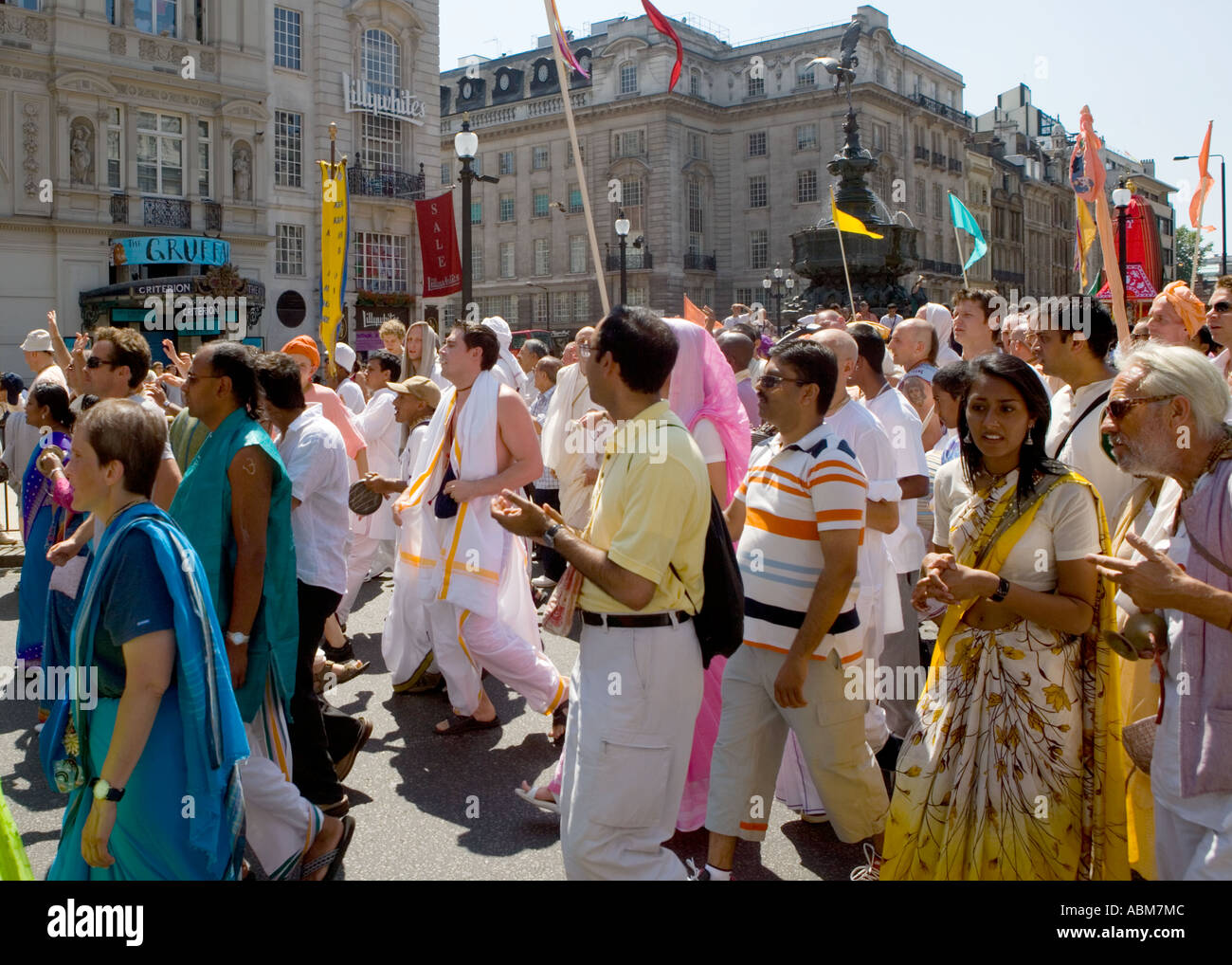 ["Piccadilly Circus", London] ["^Hare Krishna" procession] Stock Photo ...