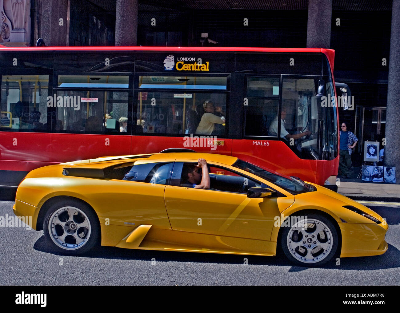 Lamborghini Gaillarda in heavy traffic. Shaftesbury Avenue, London ...