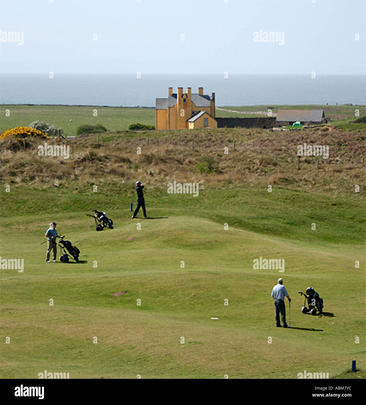 Golfers Pyle and Kenfig Golf Club Sker House Bridgend South Wales Stock ...
