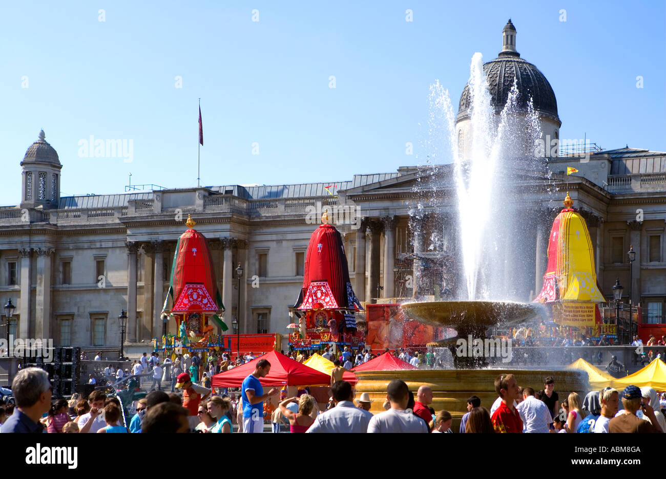 Hare Krishna Chariots assembled in Trafalgar Square, London Stock Photo ...