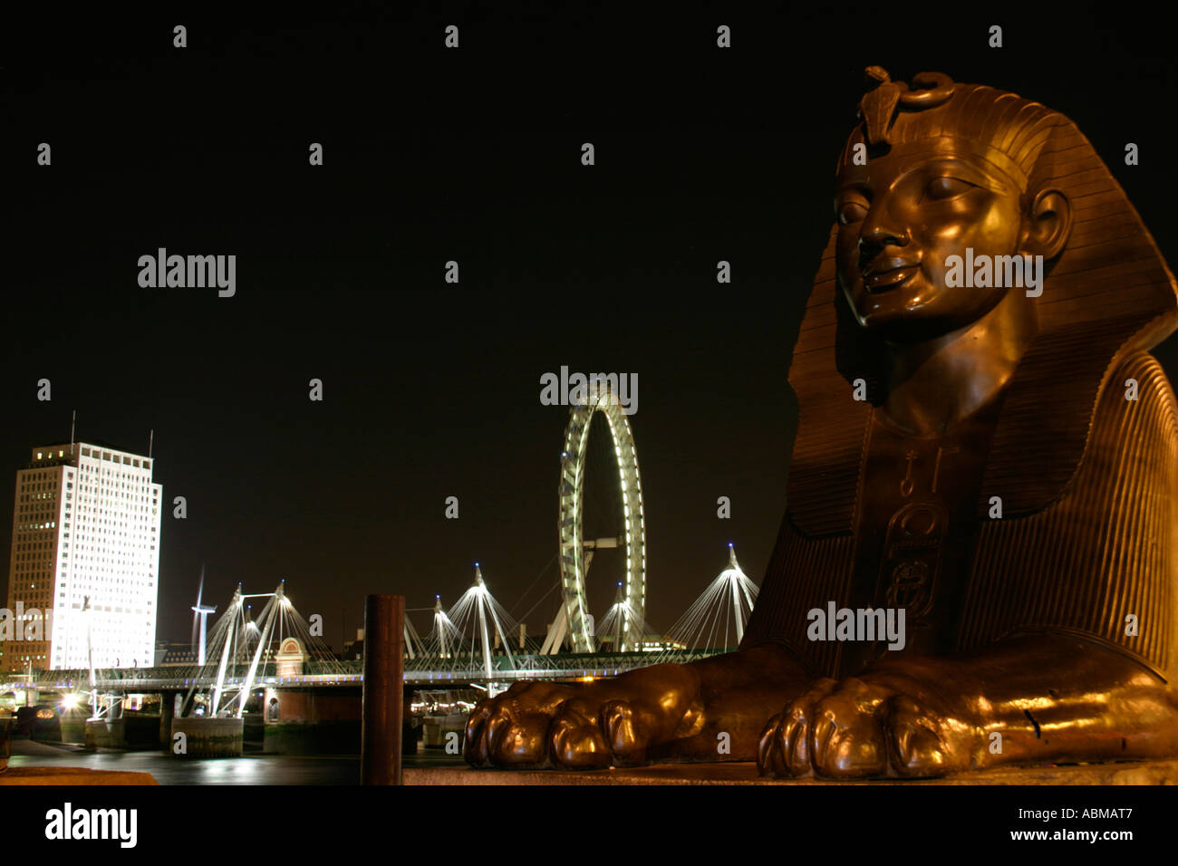 london at night sphinx statue embankment city of london london eye ...