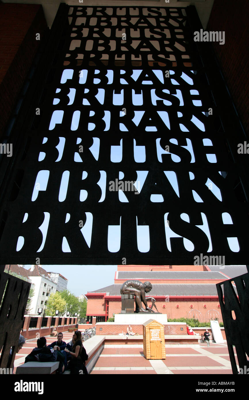 british library ornate entrance gates to courtyard area london england ...