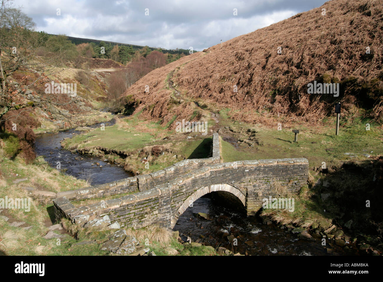 river goyt stone arch bridge peak district national park england Stock ...
