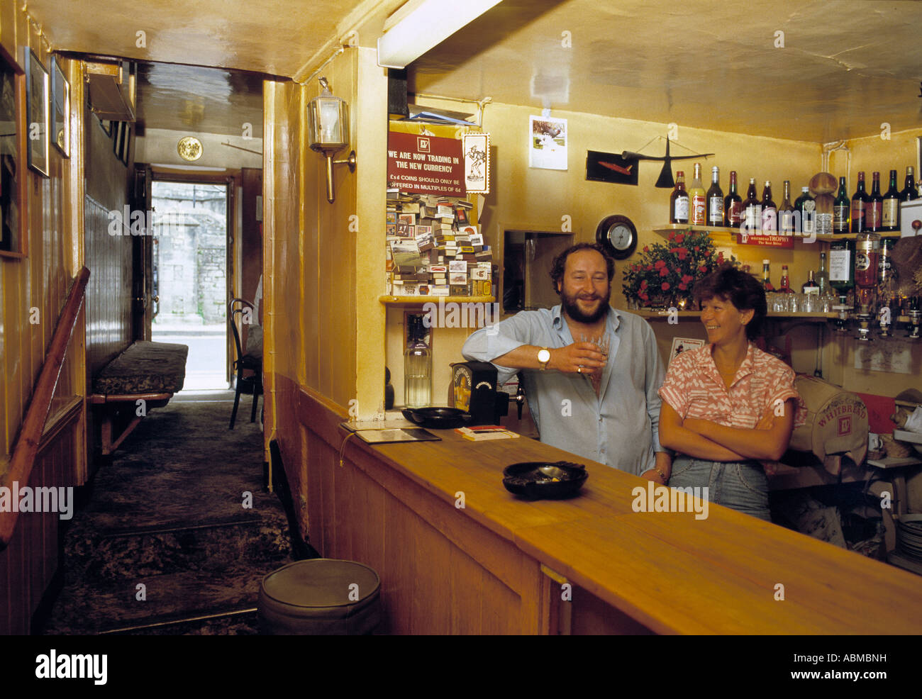 Landlord and Landlady of small pub in the west country, England. (1980s ...