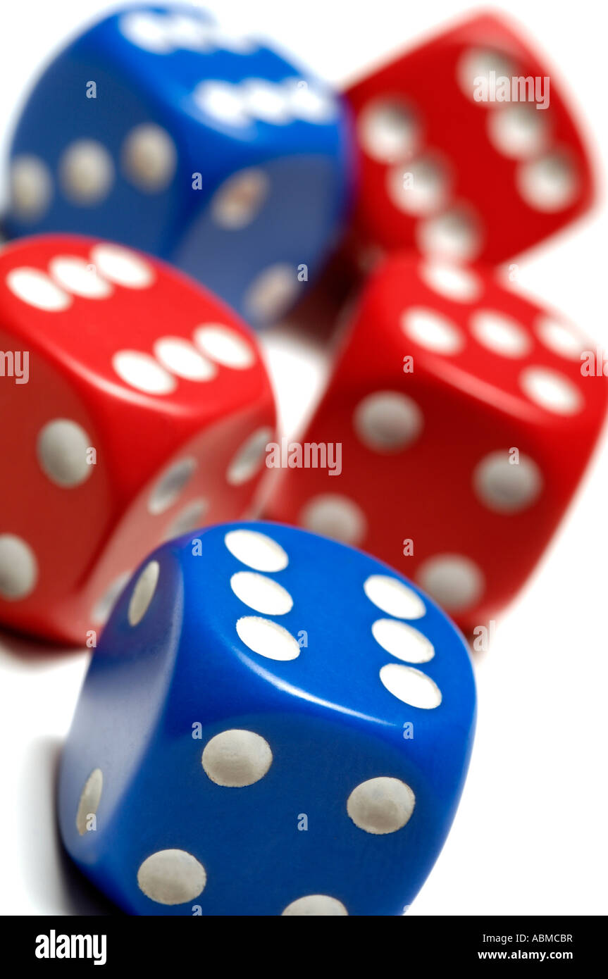 RED AND BLUE DICE Stock Photo - Alamy
