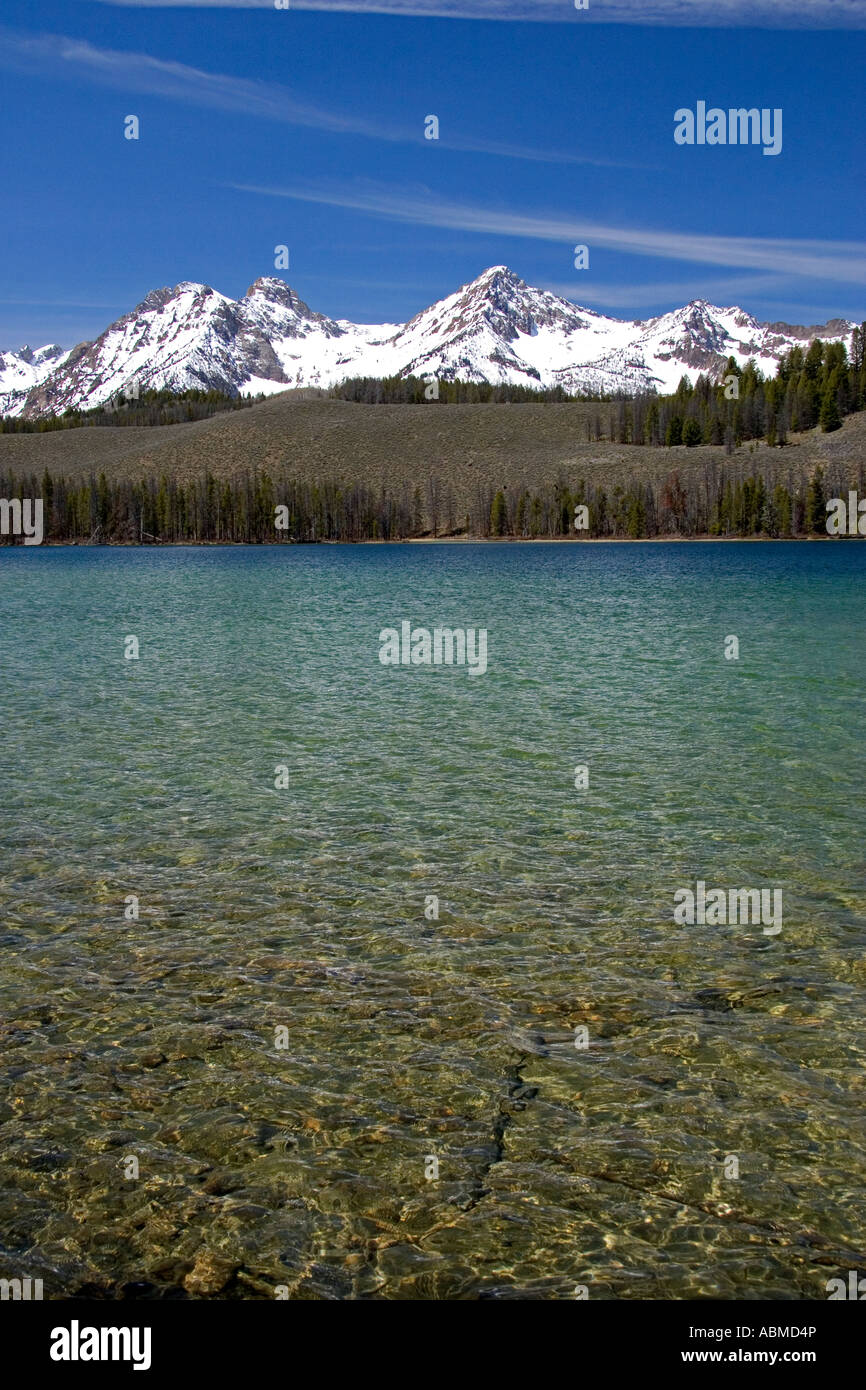 Little Redfish Lake and the Sawtooth Mountains in Stanley Idaho Stock ...