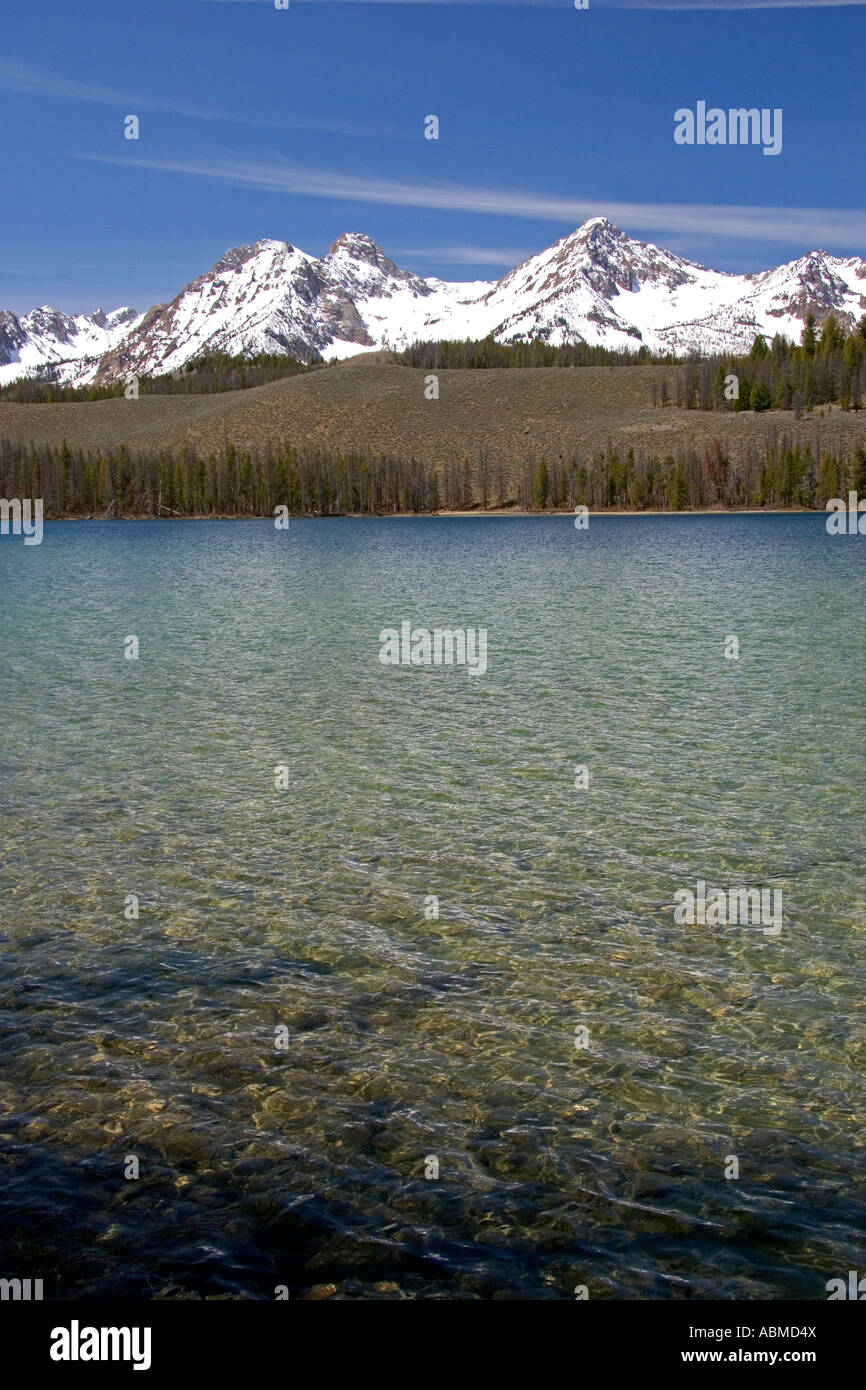 Little Redfish Lake and the Sawtooth Mountains in Stanley Idaho Stock ...