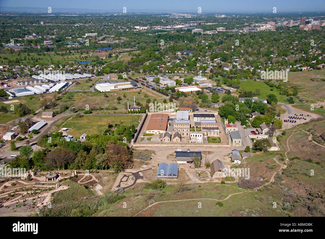 Aerial view of the Old Idaho Penitentiary in Boise Idaho Stock Photo ...